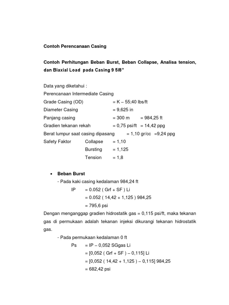 Contoh Perencanaan Casing | PDF
