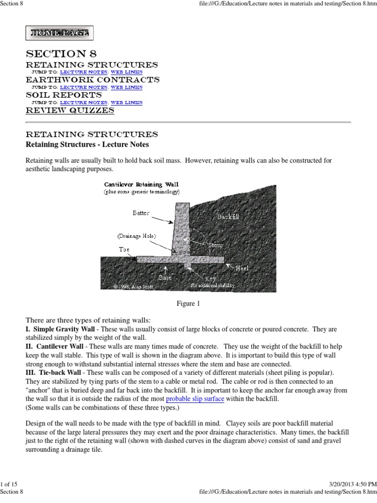 Retaining Structures | PDF | Geotechnical Engineering | Deep Foundation