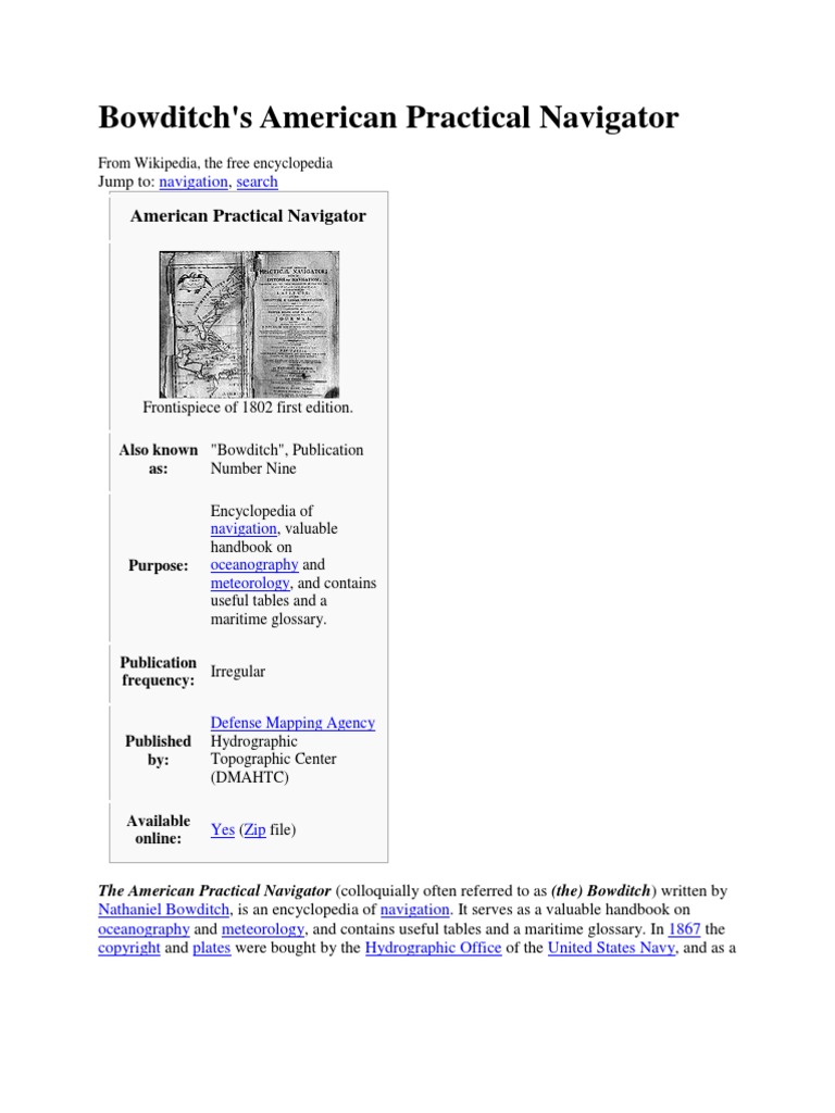 Bowditch's American Practical Navigator | PDF | Navigation | Geography