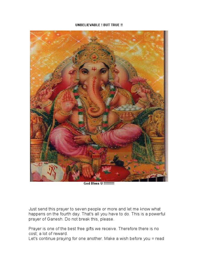 Ganesh Prayer for Wishes and Blessings | PDF | Religion & Spirituality