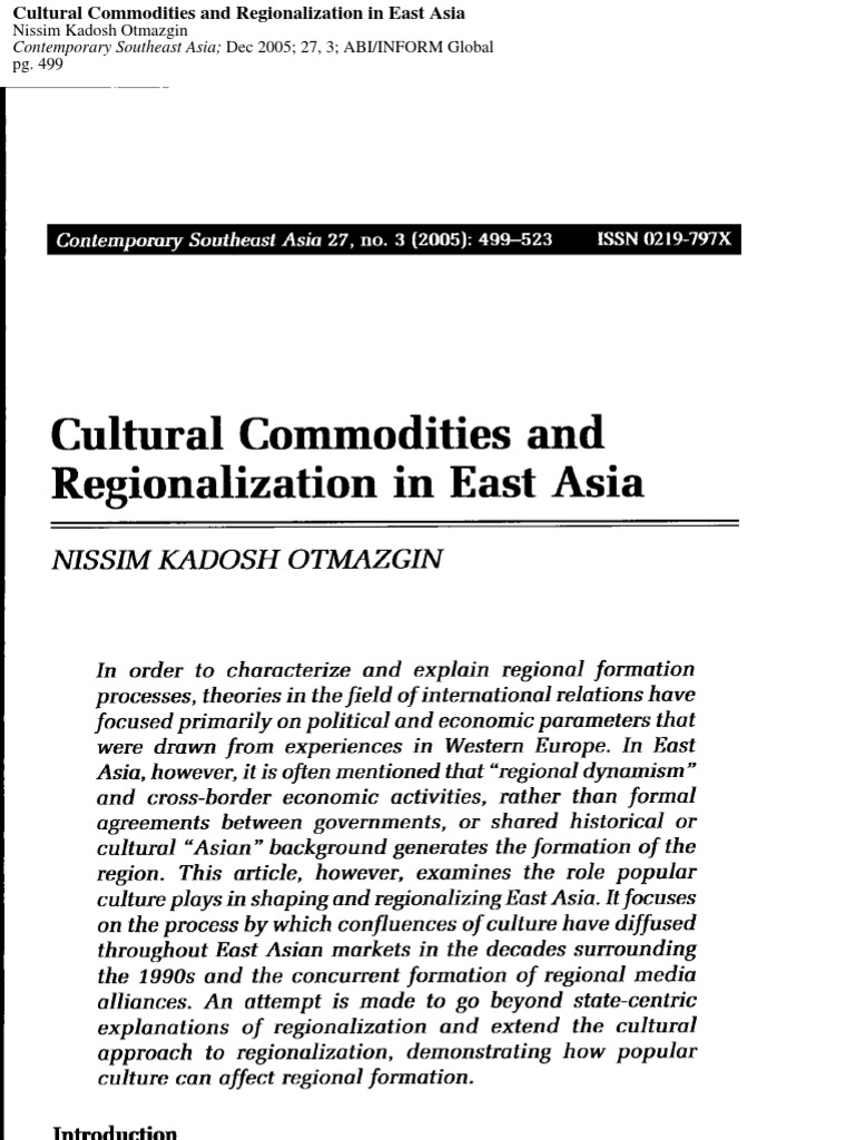 Cultural Commodities Ang Regtion in East Asia | PDF | Copyright ...