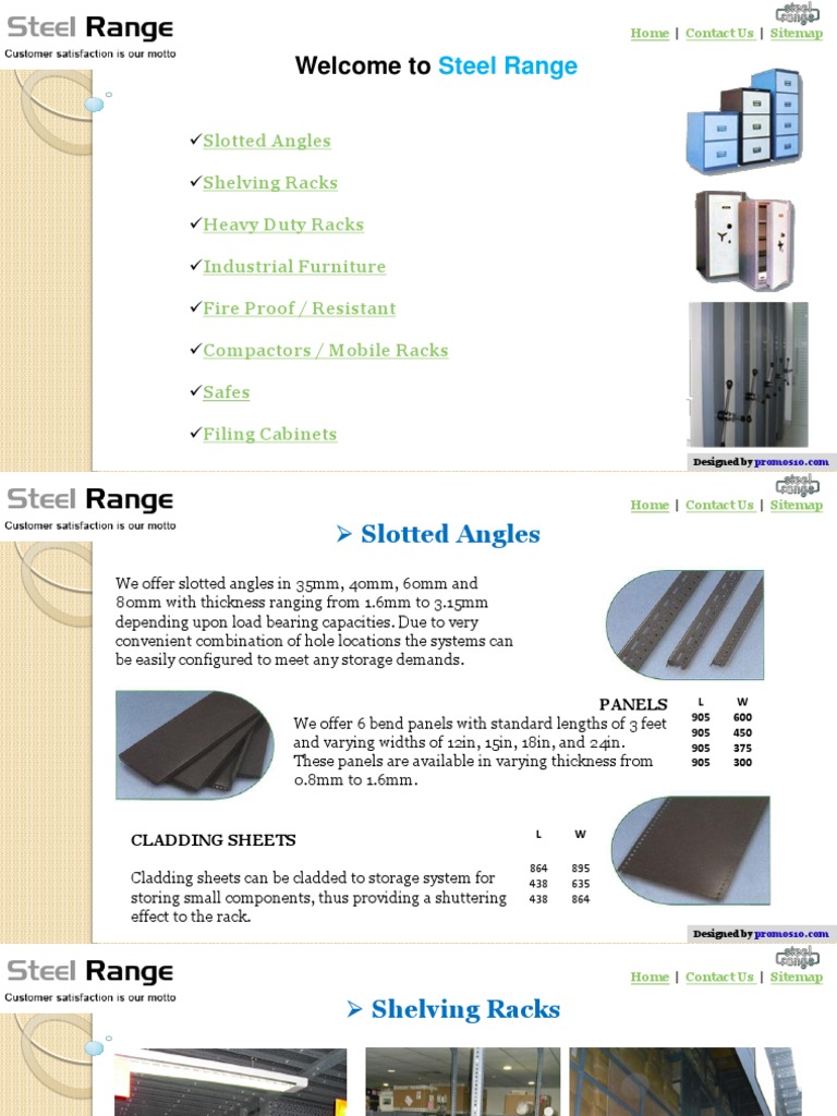 Storage Racks - Slotted Angles - Steel Range | PDF | Structural Steel ...