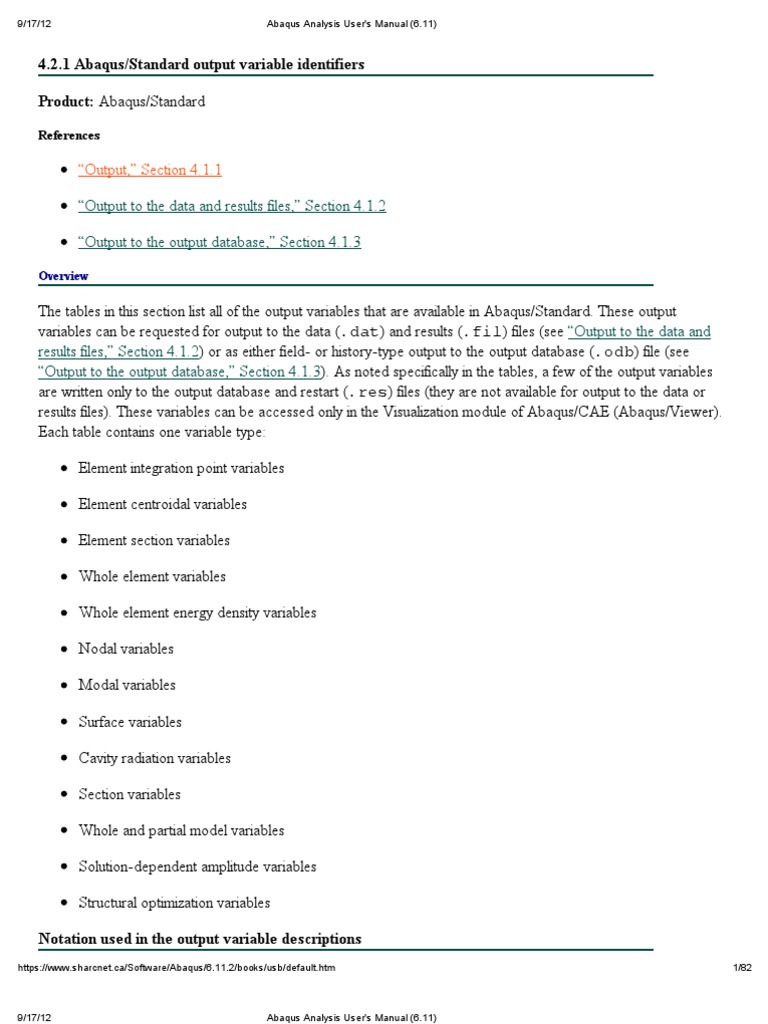Abaqus Output Variable Identifiers | PDF | Plasticity (Physics ...