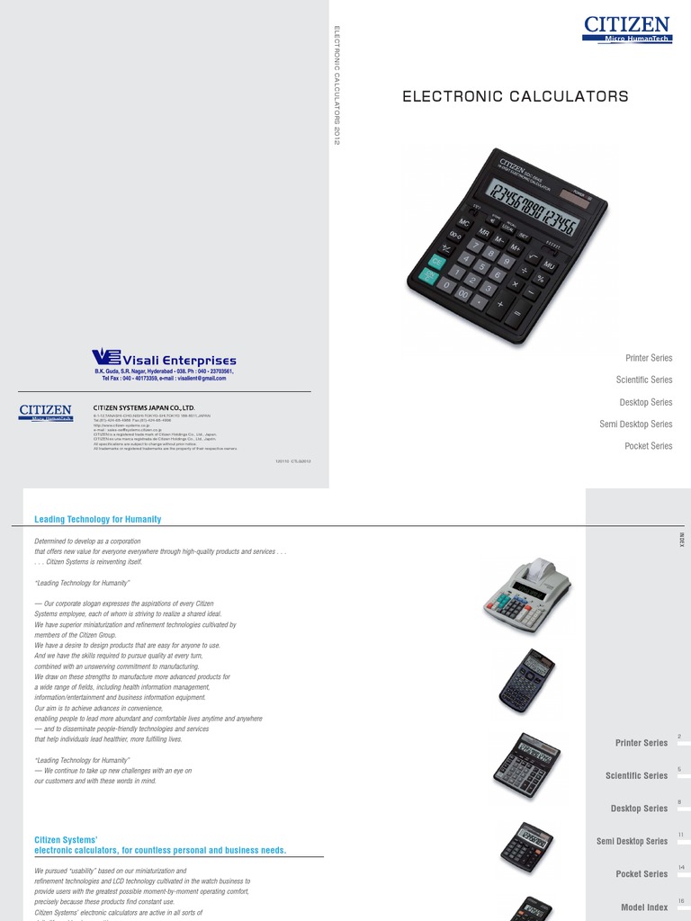 Citizen Calculators Catalog 2013 | PDF | Calculator | Printer (Computing)