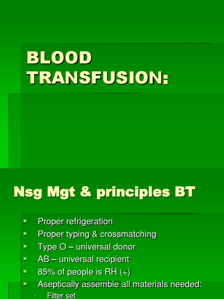Blood Transfusion Management Principles | PDF | Blood Transfusion | Blood