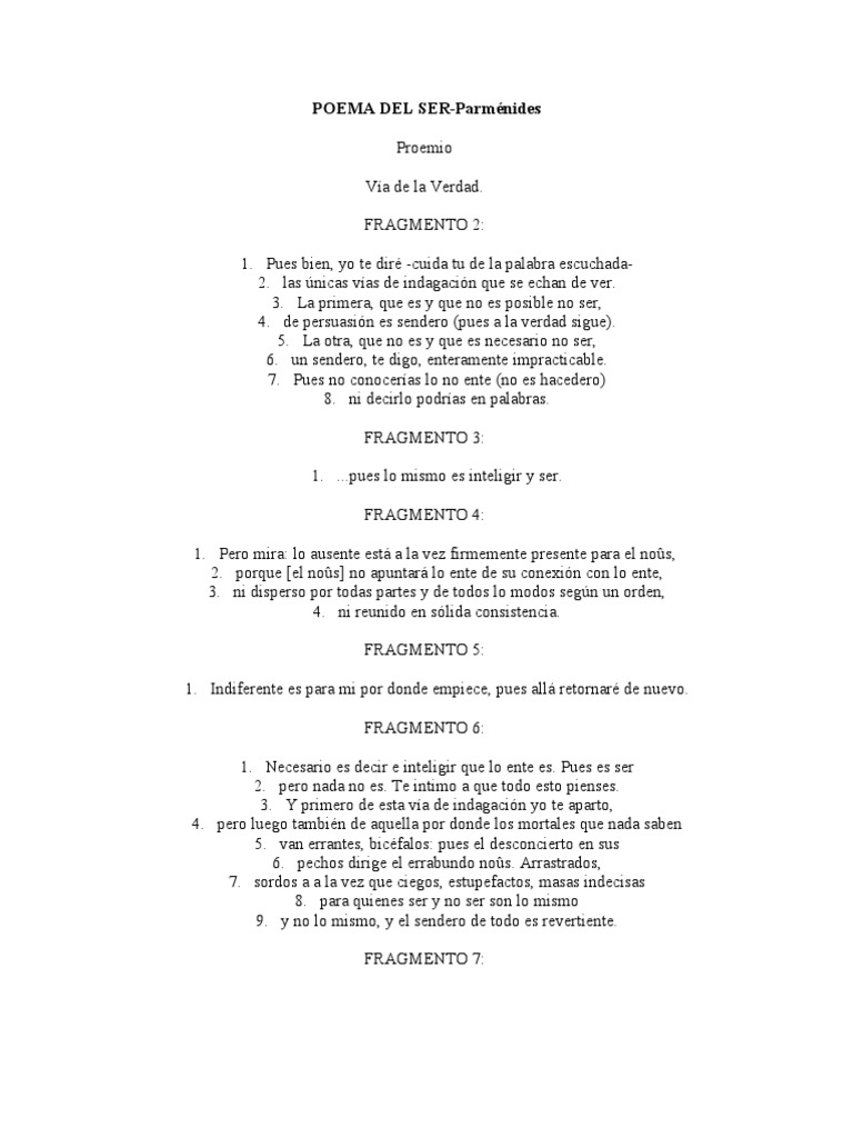 Poema del Ser de Parménides | PDF | Agitación | Violencia