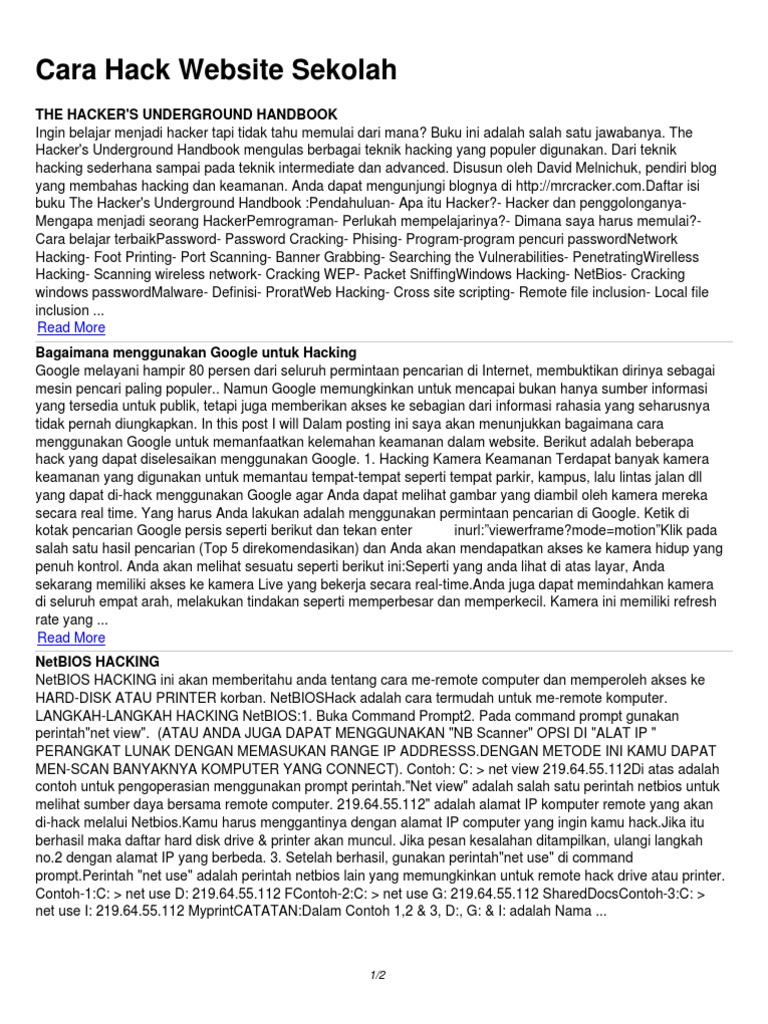 Cara Hack Website Sekolah | PDF | Teknologi & Rekayasa