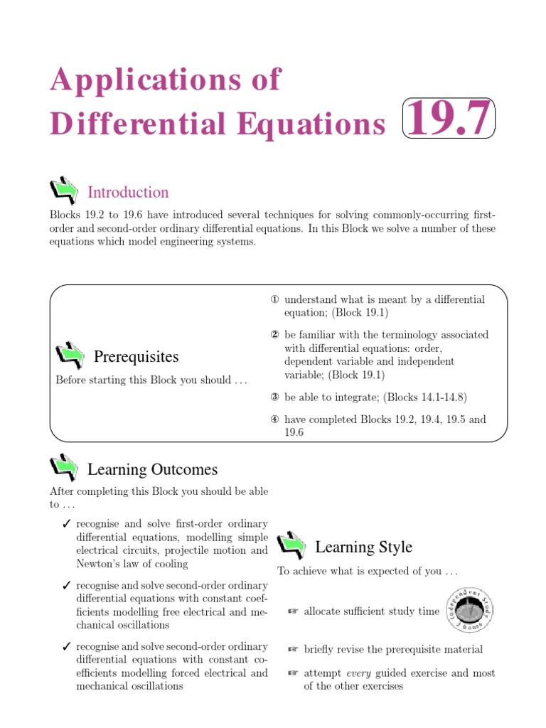 Applications of Differential Equations | PDF | Capacitor | Equations