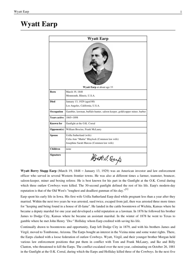Wyatt Earp | PDF | Wyatt Earp | Doc Holliday