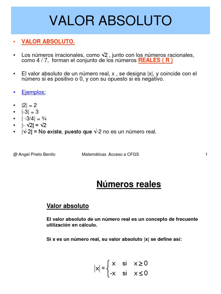 Valor Absoluto e Intervalos | PDF | Intervalo (Matemáticas) | Número Real