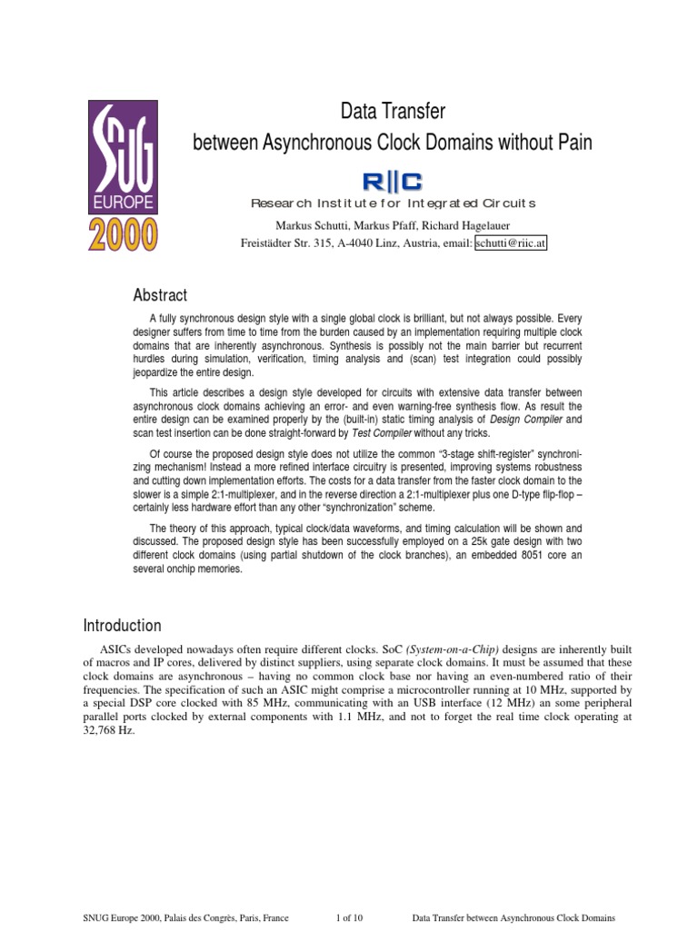 Asynchronous Clock Domain Transfer | PDF | Electrical Circuits | Computer Hardware