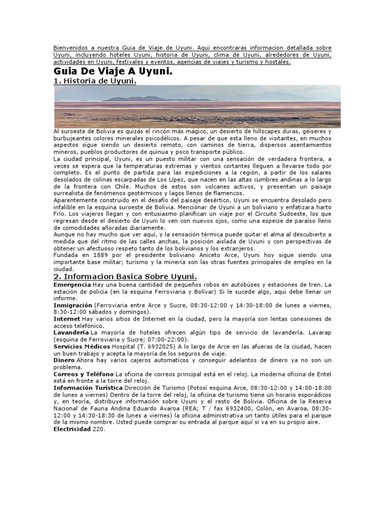Guía Completa de Uyuni y su Salar | PDF | Bolivia | Turismo