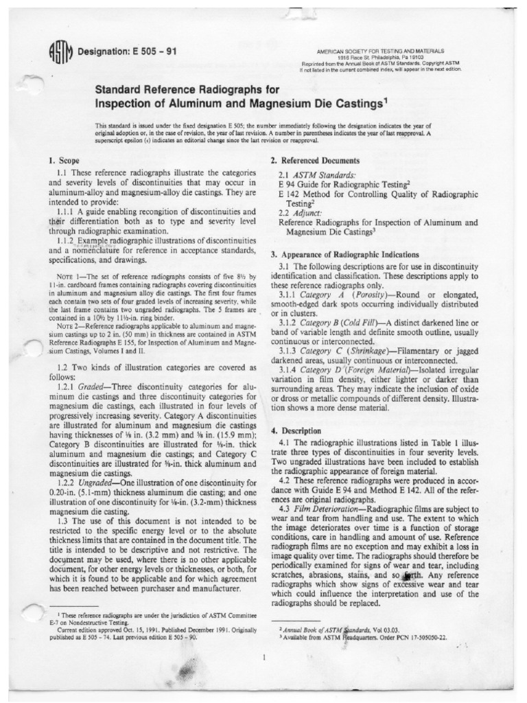 ASTM E 505 Cast Defects | PDF | Technology & Engineering | History