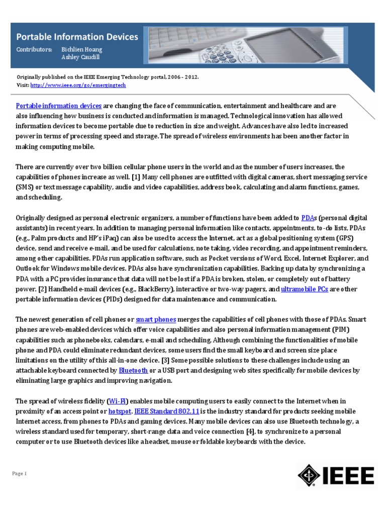 Portable Info Devices | PDF | Personal Digital Assistant | Consumer ...