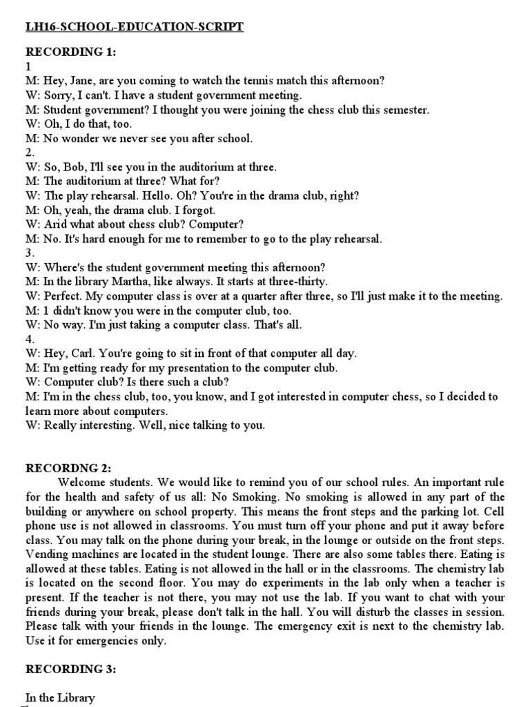 Lh17 School Education Script | PDF | Librarian | Textbook