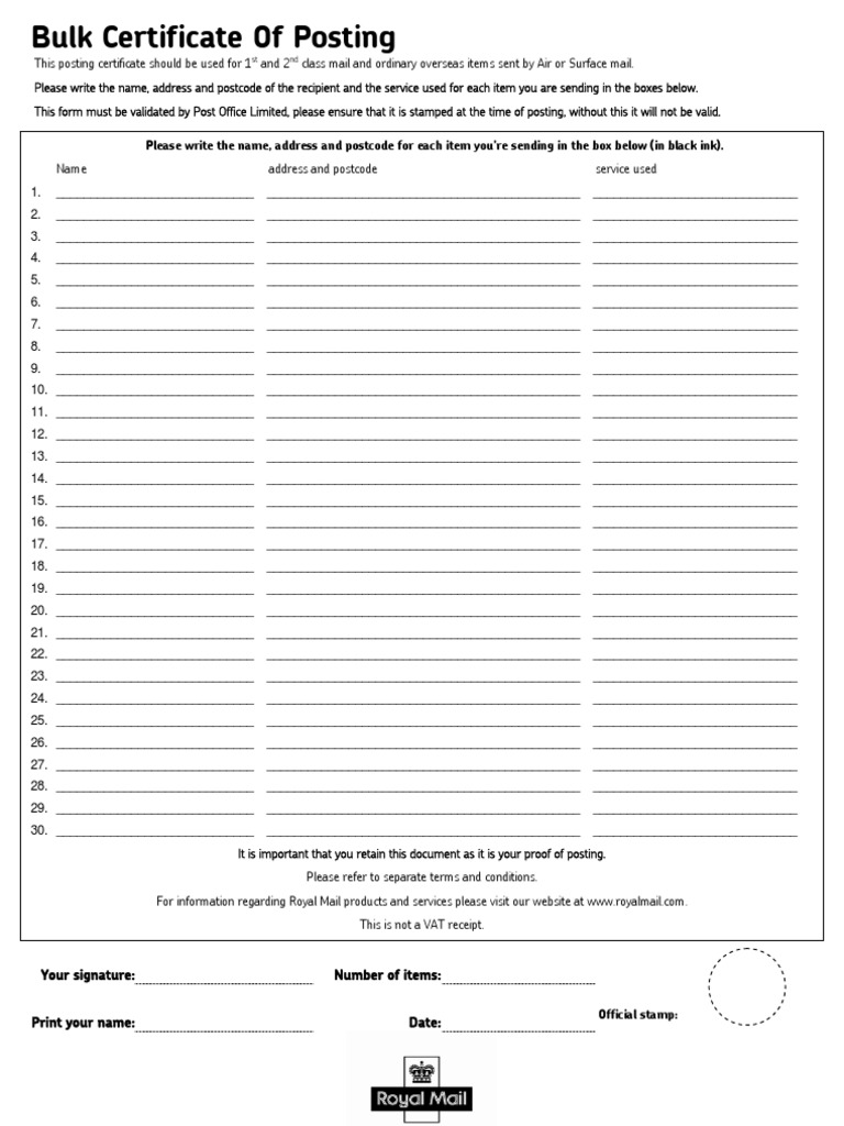 Bulk Certificate Posting Standard | PDF