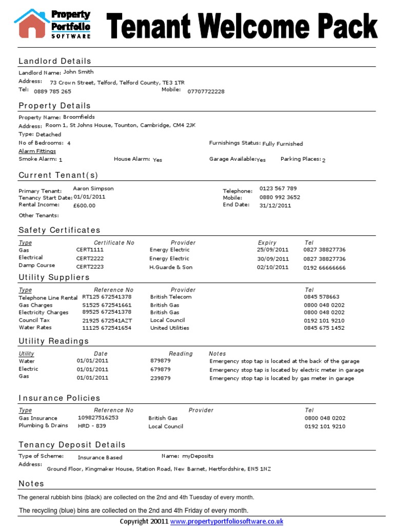 Tenant Welcome Pack Sample | PDF