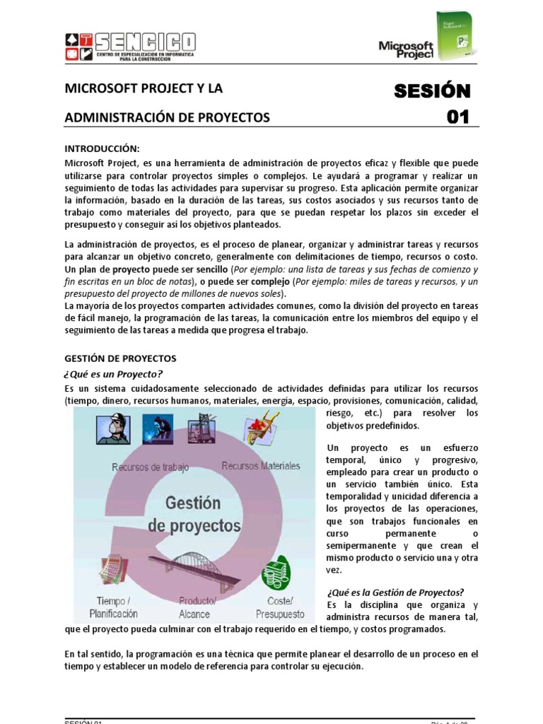 Sencico Sesion 01 - MS Project 2010 PDF | PDF | Point and Click | Gestión de proyectos