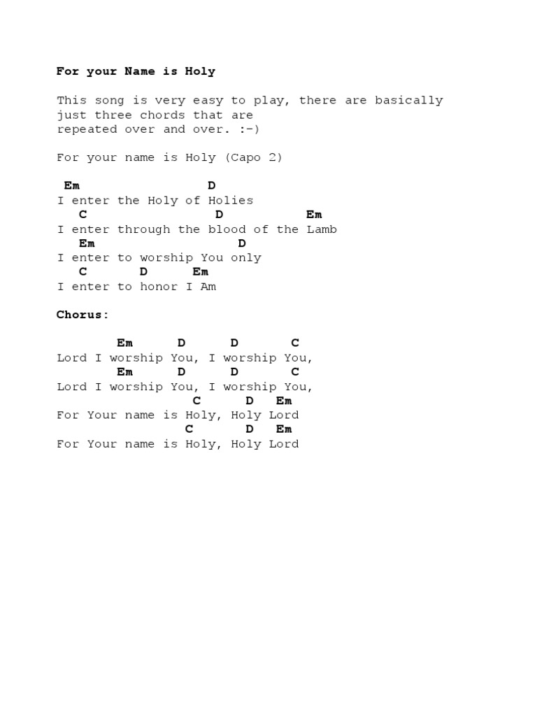 Holy Holy Holy Guitar Chords