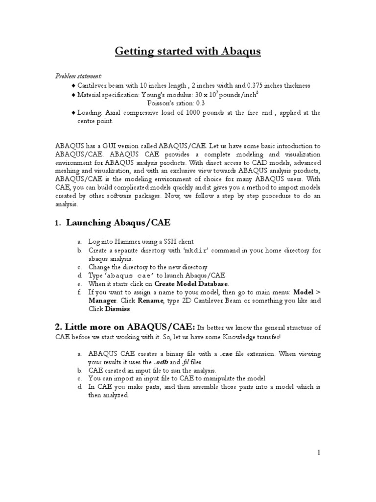 Abaqus Tutorial - Beam | PDF