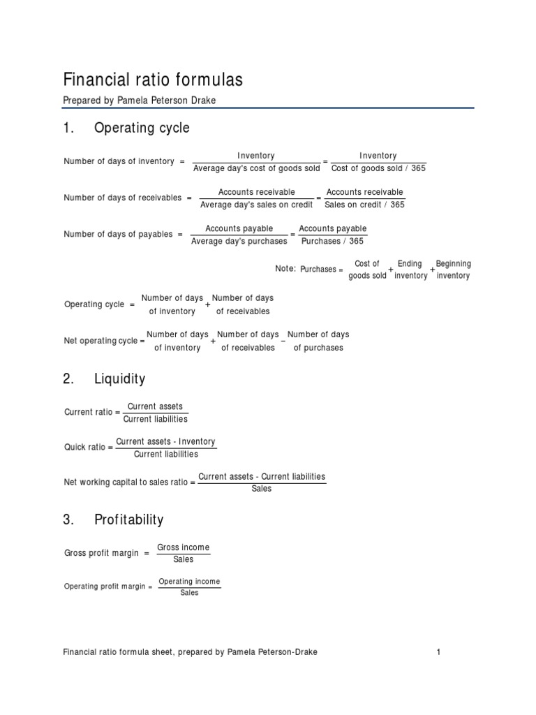 Financial Ratio Formulas Overview | PDF | Finance & Money Management