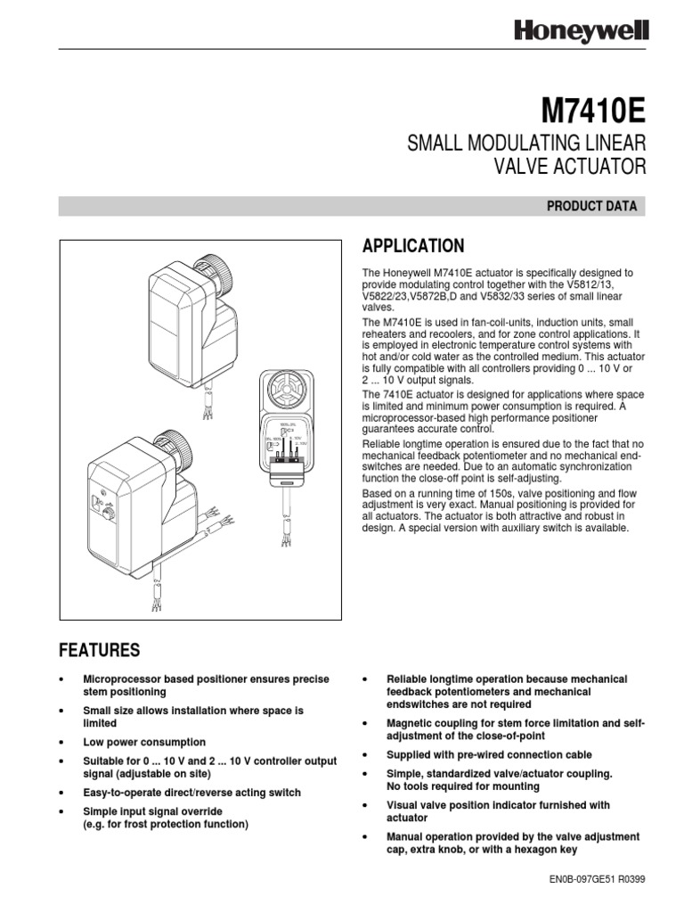 Honeywell Actuator M7410E | PDF | Switch | Valve