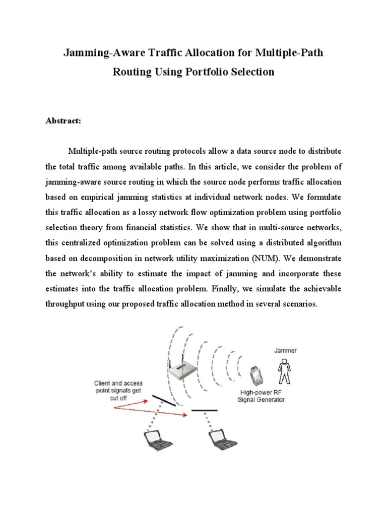 Jamming Aware Traffic Allocation For Multiple Path Routing Using 9185