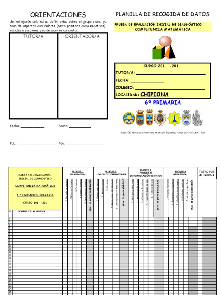 Planilla de Recogida de Datos Matemáticos | PDF | Crecimiento personal ...