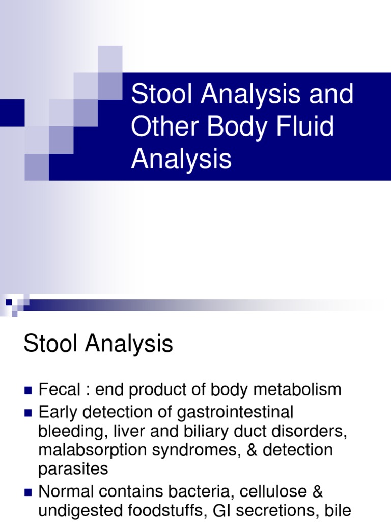 Stool Analysis and Other Body Fluid Analysis | PDF | Human Feces ...