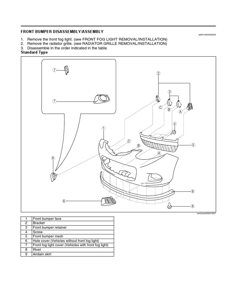 Front Bumper Disassembly Assembly | PDF | Transportation Engineering ...