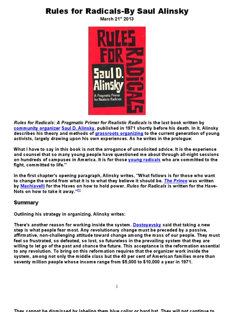 Alinsky's Rules for Radicals Explained | PDF | Conservatism ...