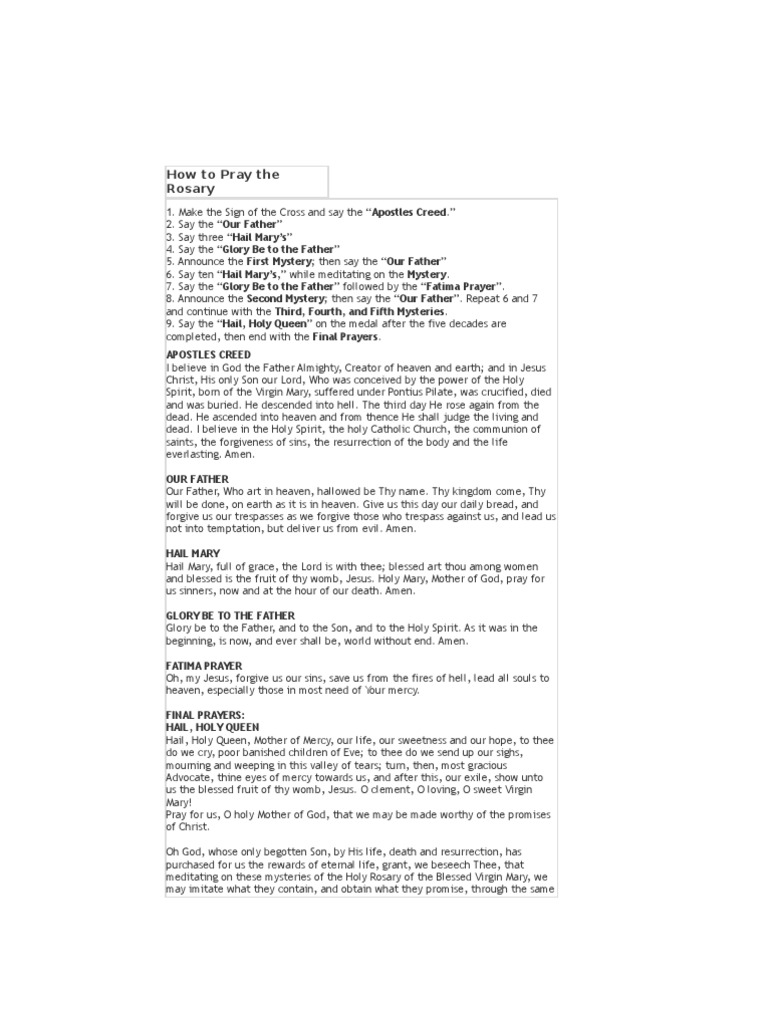 How to Pray the Holy Rosary Guide | PDF | Lord's Prayer | Rosary