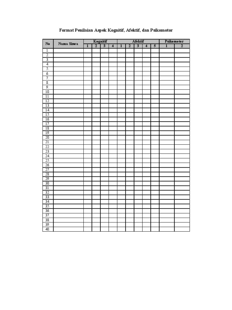 Format Penilaian Di RPP | PDF