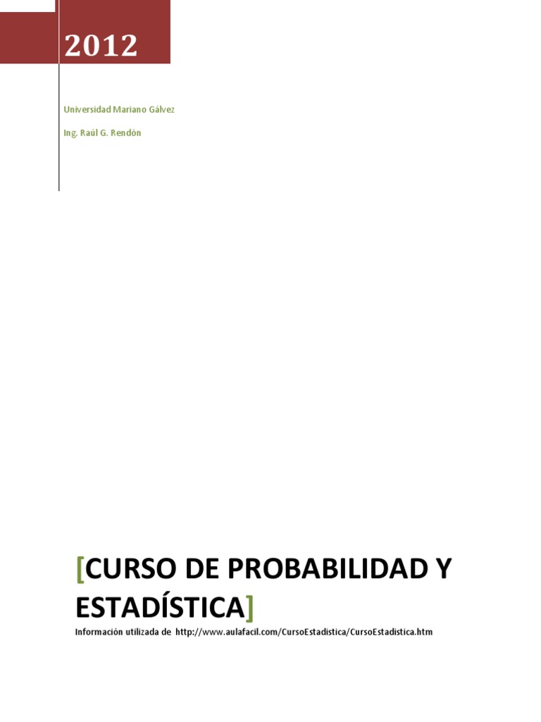 Curso de Probabilidad y Estadistica-Raul Rendon | PDF | Probabilidad ...