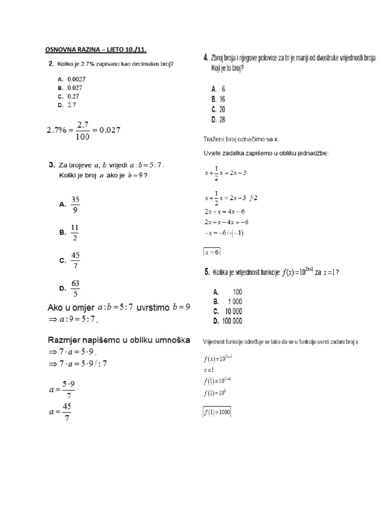 Matematika - Osnovna Razina | PDF