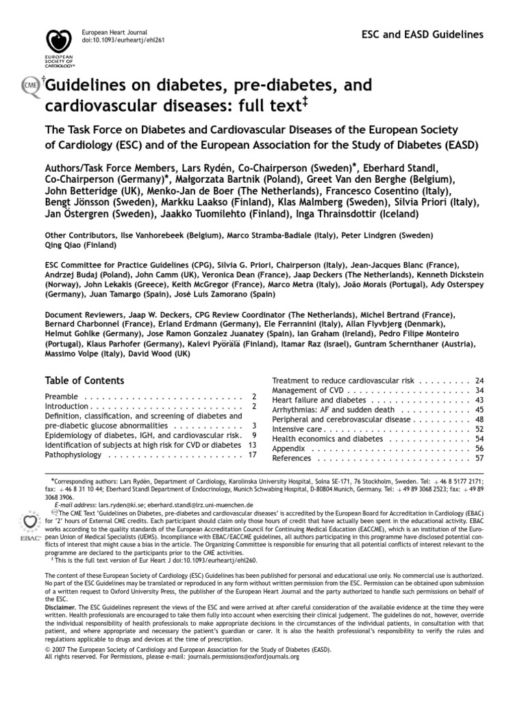 Diabetes & Heart Disease Guidelines | PDF