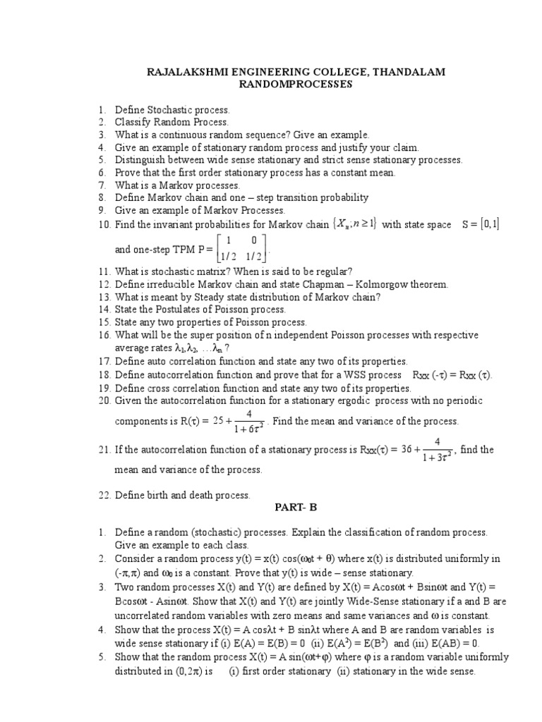 MA1254 Random Processes :: Unit 4 :: Classification of Random Processes ...