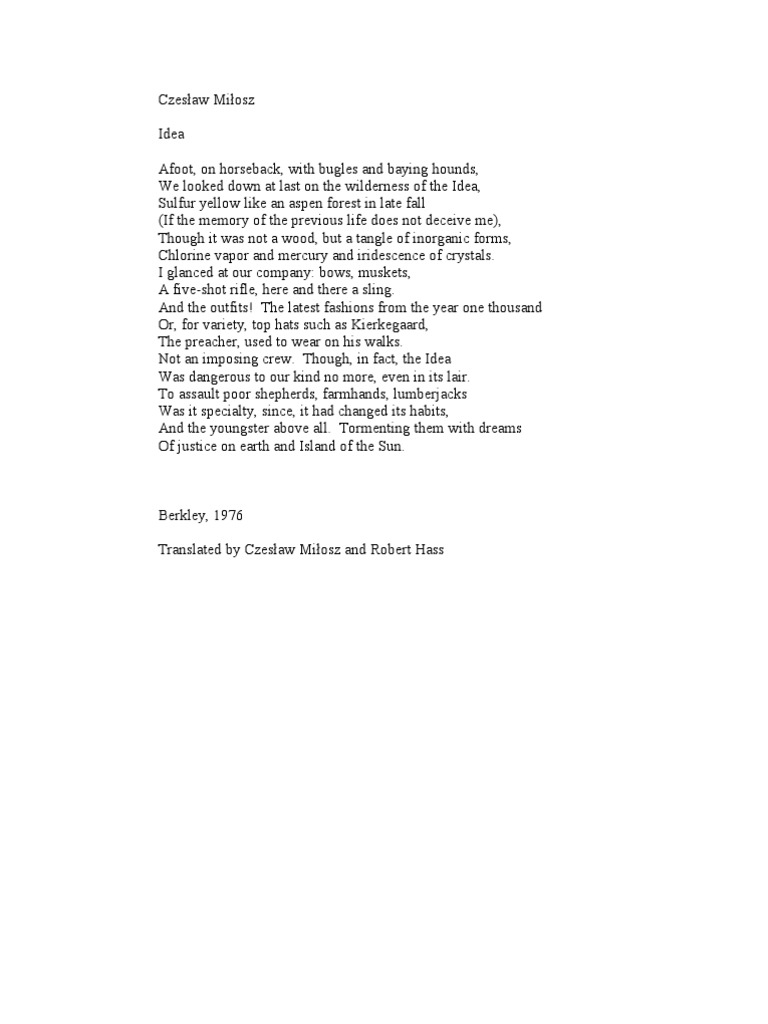 Czeslaw Milosz Selected Poems | PDF | Nature