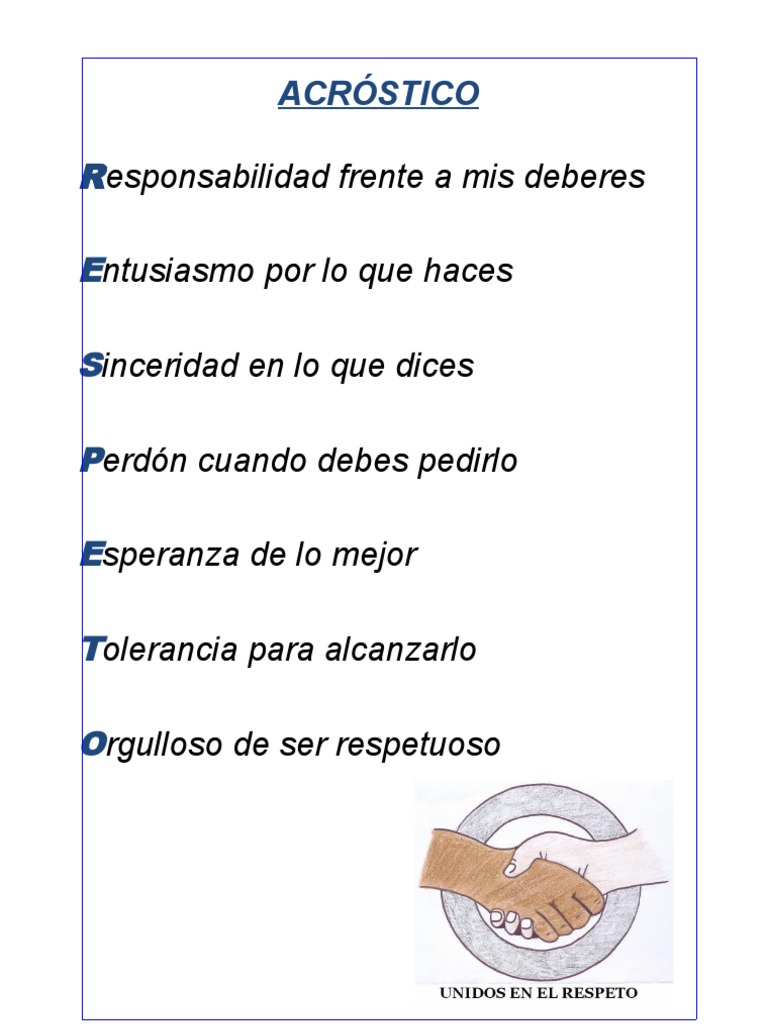 Acróstico del Respeto para Niños | PDF