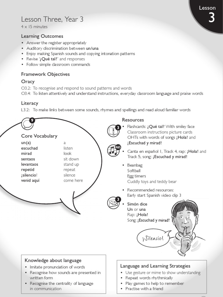 Spanish Yr 3 Lesson 3 Sample Pages | PDF | Linguistics | Human ...