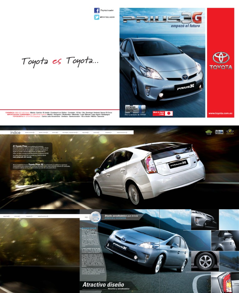 Catalogo Prius 3 G 2012 | PDF | Vehículo híbrido | Toyota