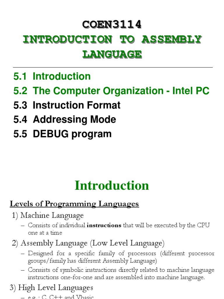 Coen3114 Intro To Assembly Language Programming PDF | PDF | Instruction ...