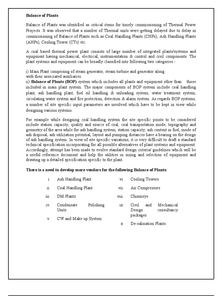 Balance of Plant | PDF | Power (Physics) | Industries