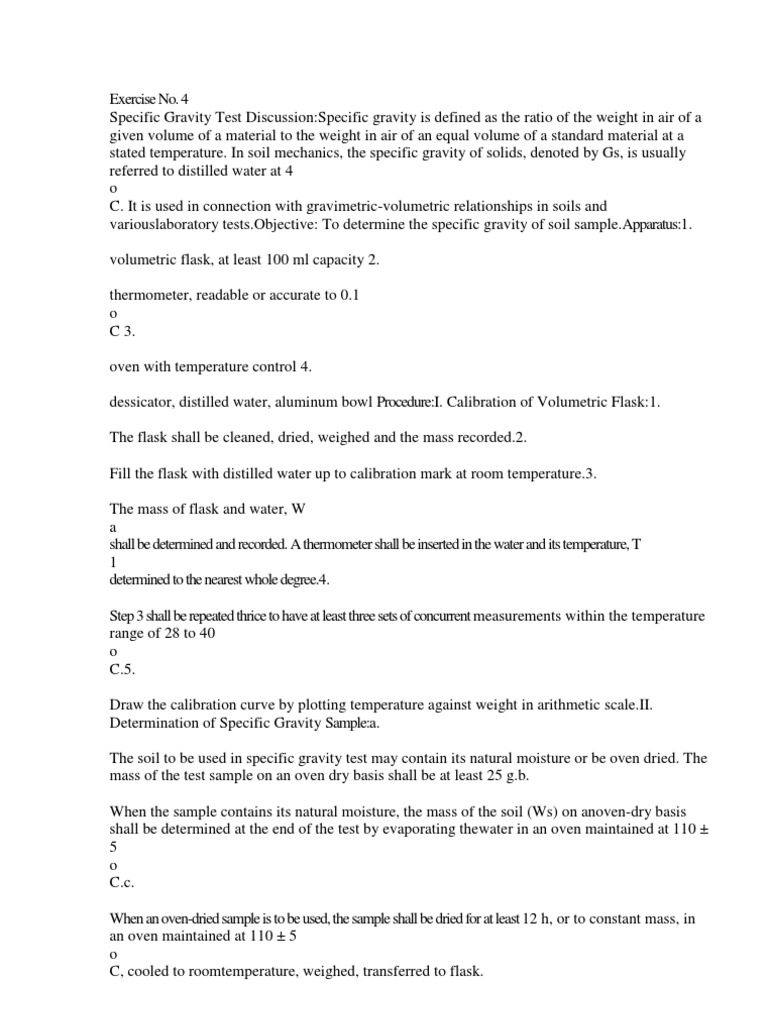 Specific Gravity Test