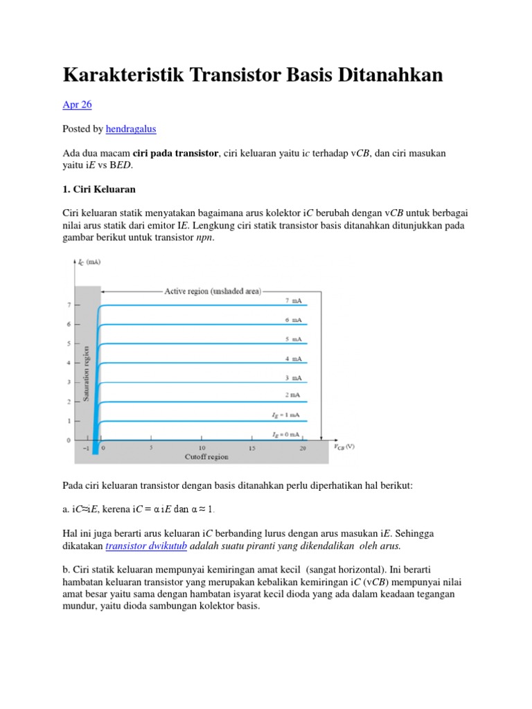 Transistor: Prinsip dan Karakteristik | PDF | Amplifier | Transistor ...