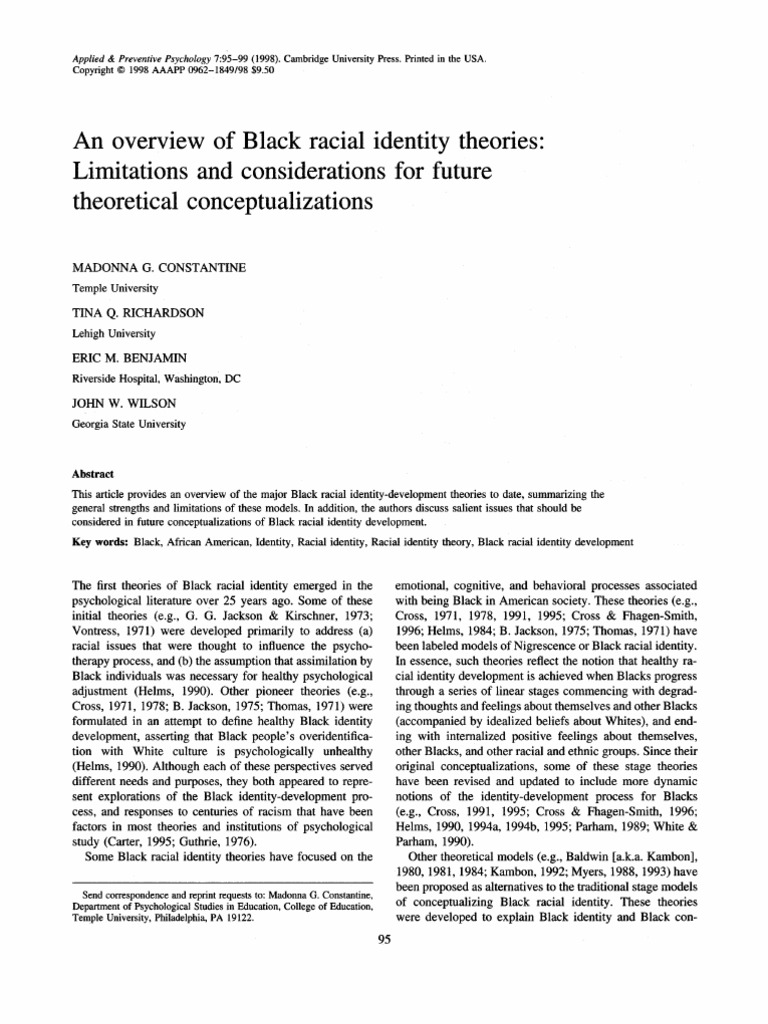 Racial Identity Theories | PDF | Identity (Social Science) | Race ...