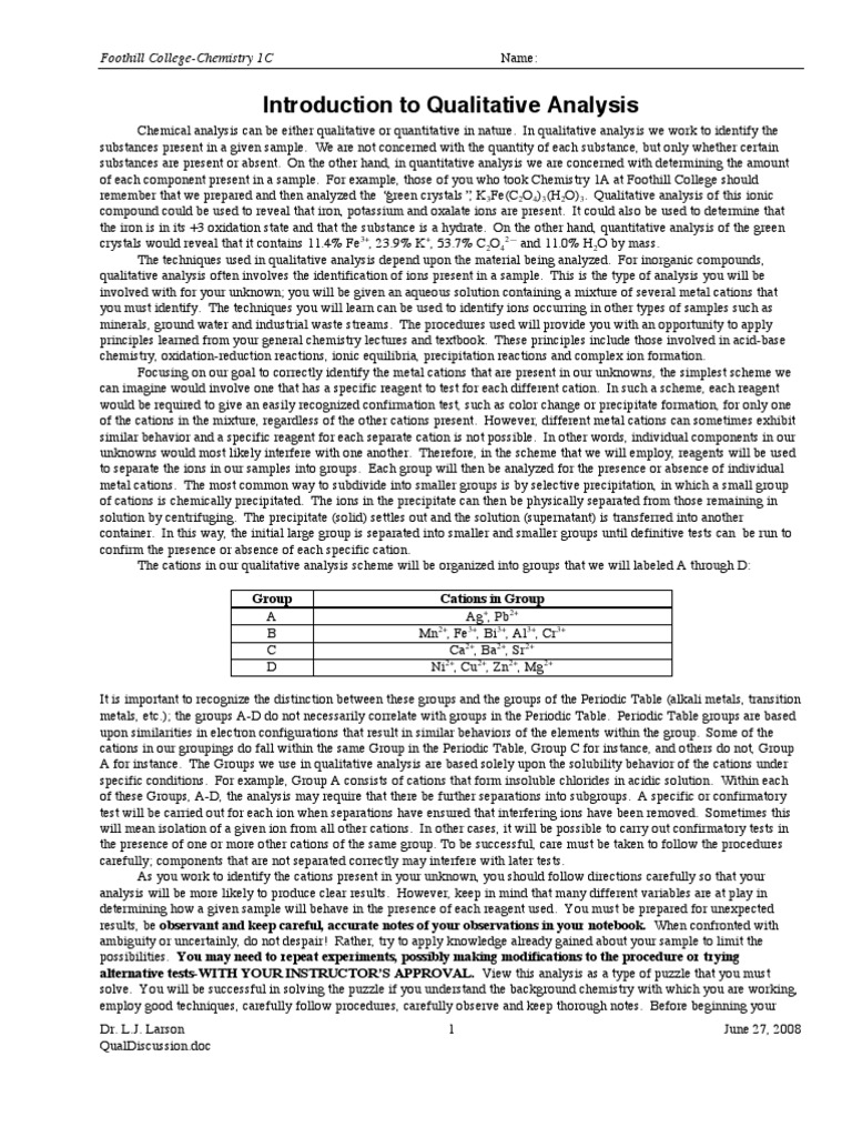 Qualitative Analysis | PDF | Hydroxide | Solubility