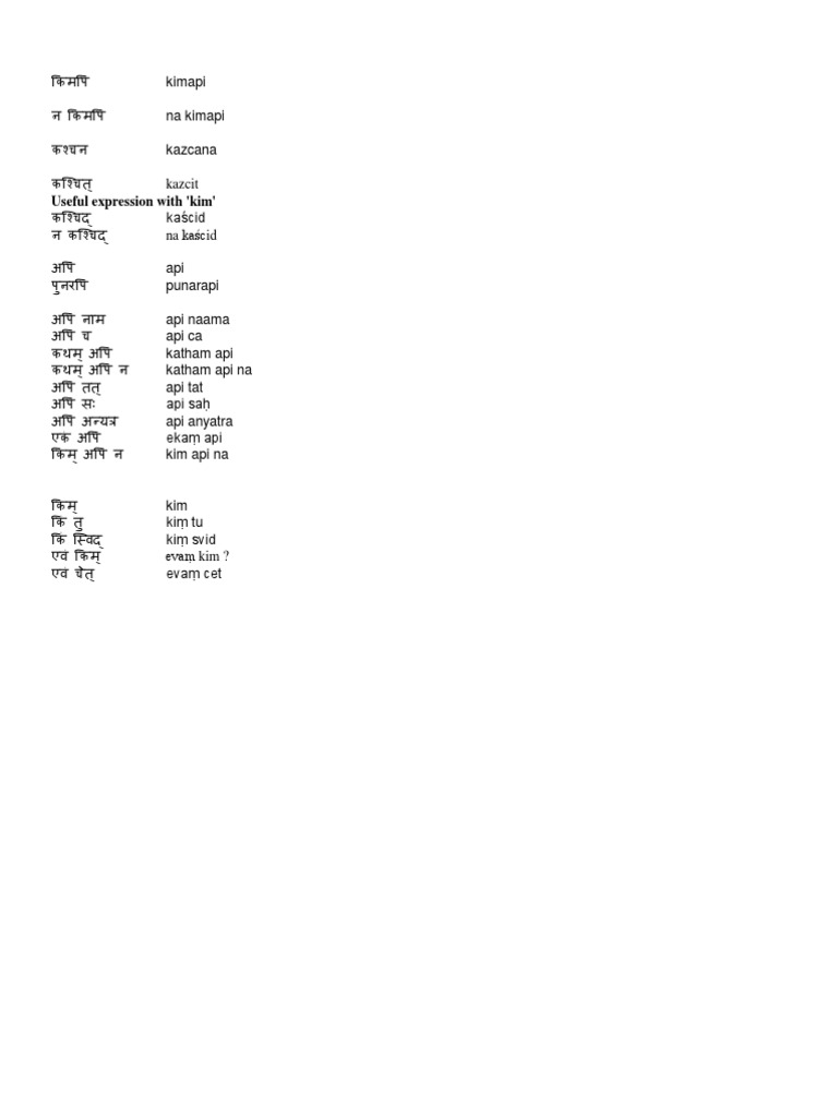 Useful Phrases With Kim Sanskrit | PDF