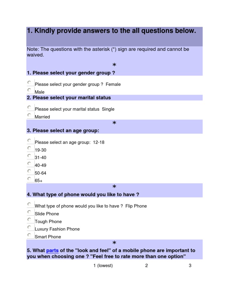 Kindly Provide Answers To The All Questions Below.: Waived | PDF ...