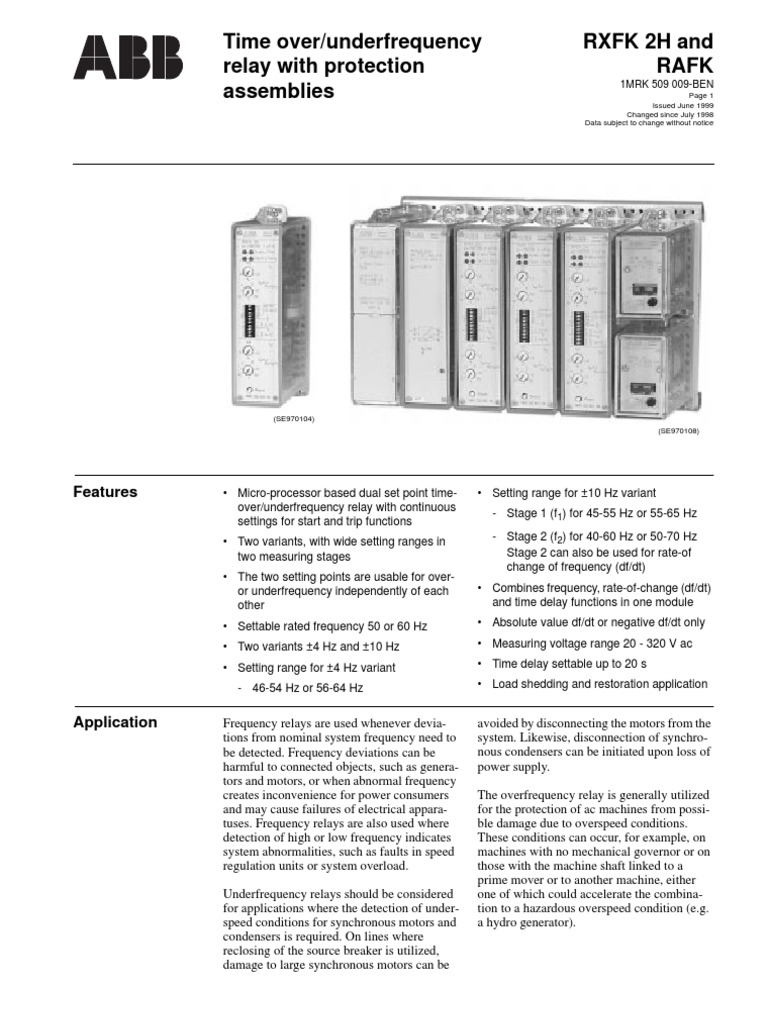 1mrk509009-Ben en Time Over-Underfrequency Relay With Protection ...